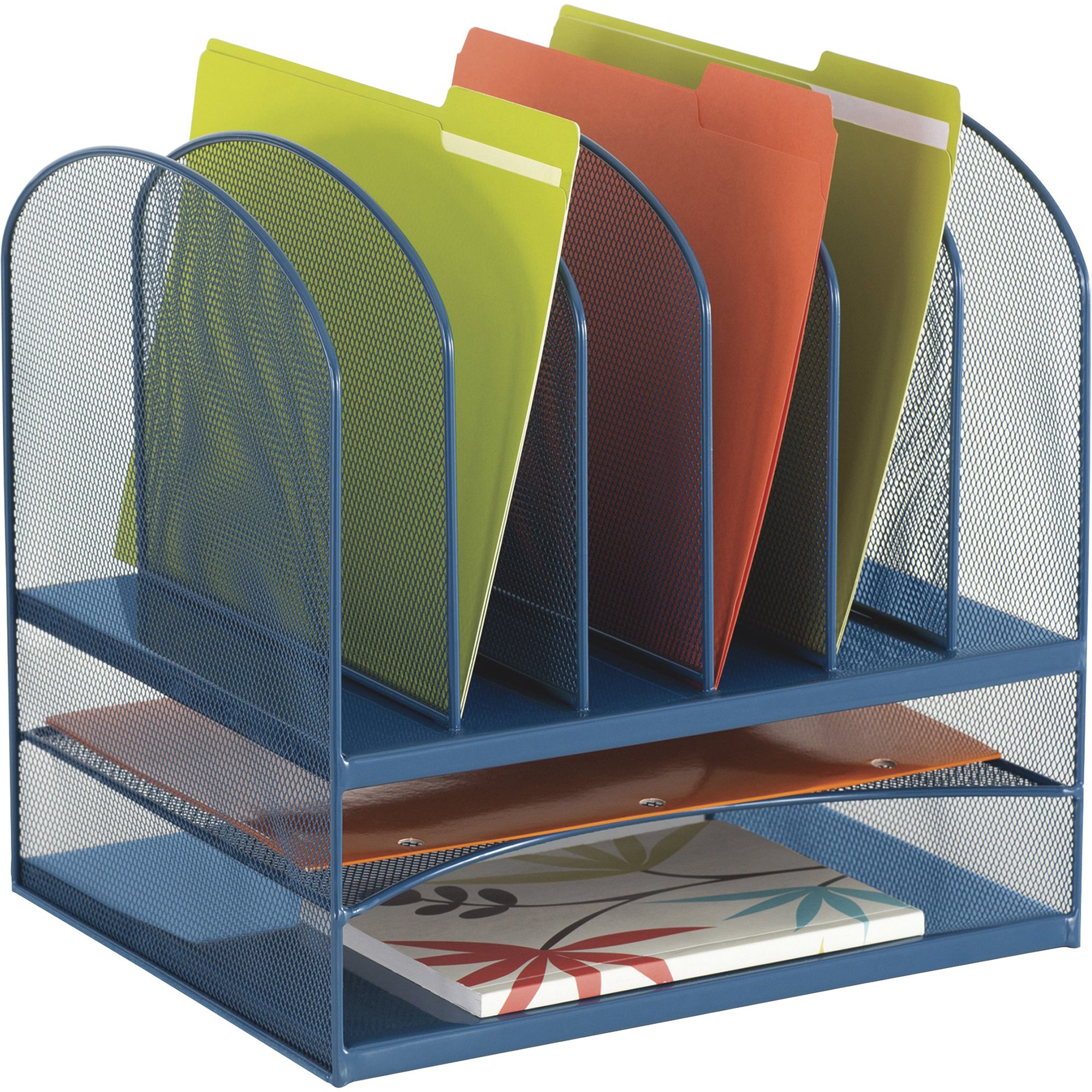 Safco Onyx Desktop Organizer — Blue, 2 Horizontal Sections, 6 Upright ...