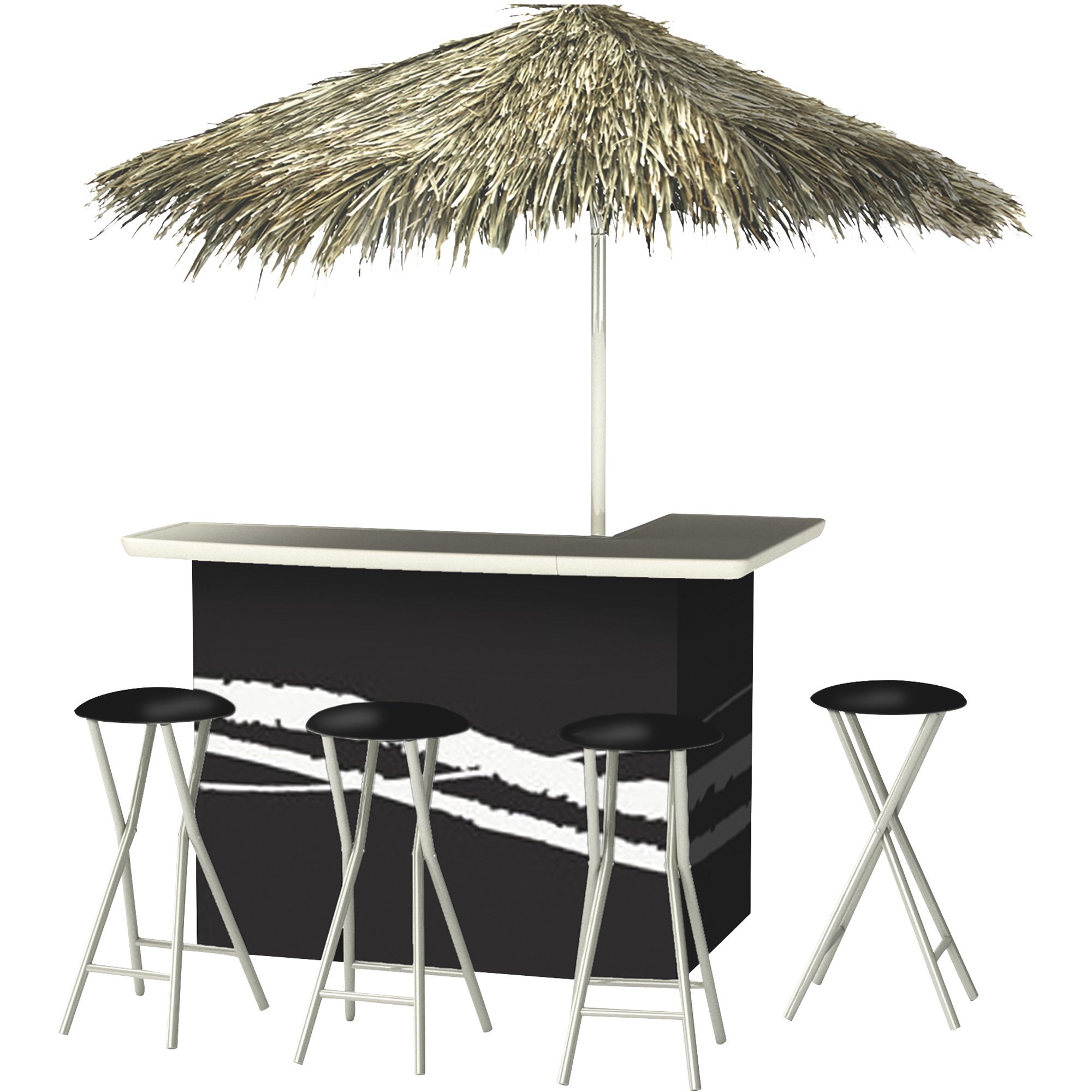 Best of Times Classic Deluxe Portable Bar Set — Thatched Umbrella and 4 ...