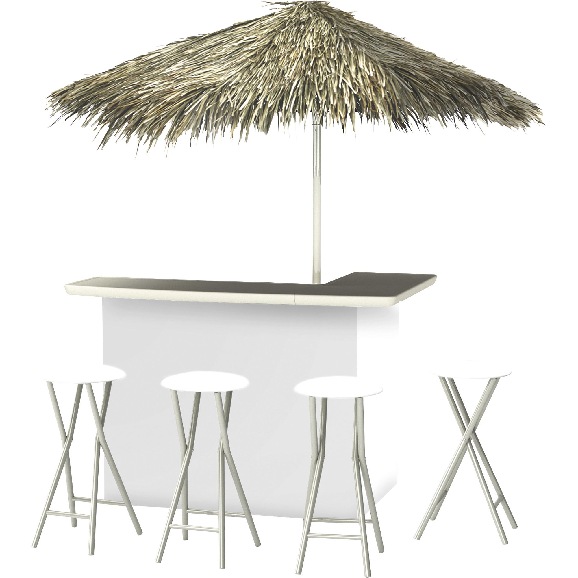 Best of Times Solid Deluxe Portable Bar Set — White, Thatched Umbrella ...