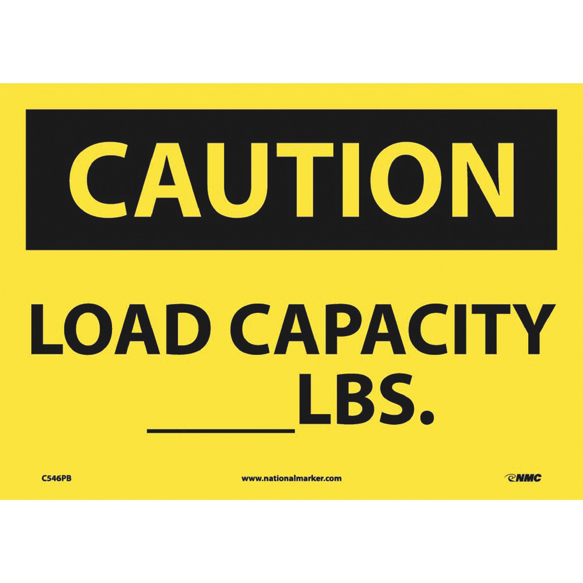 National Marker LOAD CAPACITY __ LBS. Sign | Northern Tool