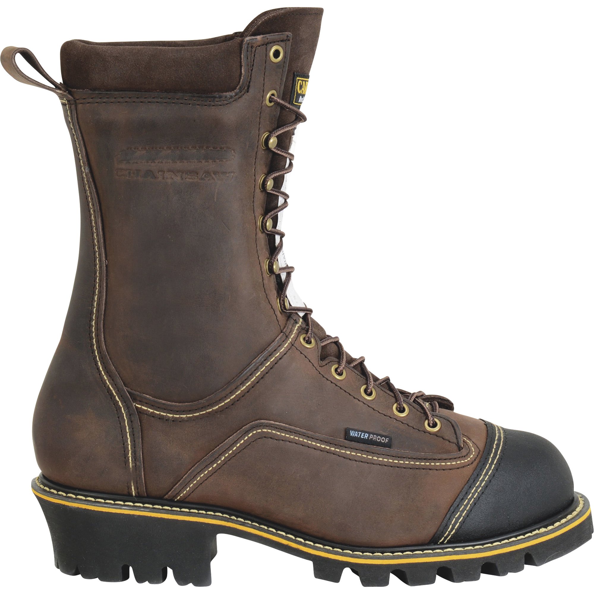 Carolina Men's USA Waterproof Steel Toe Chainsaw Logger Boots — Brown ...