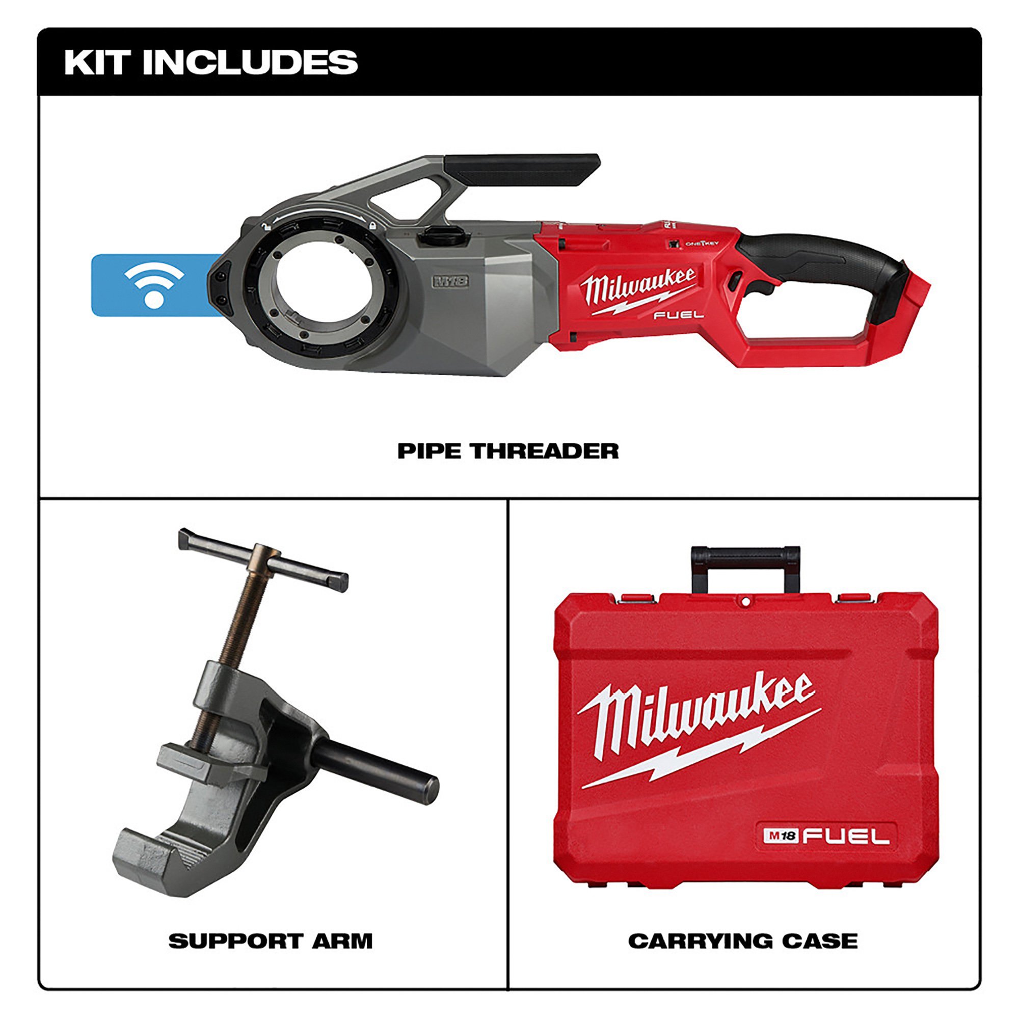 Milwaukee M18 FUEL Cordless Pipe Threader with One-Key — Tool Only ...