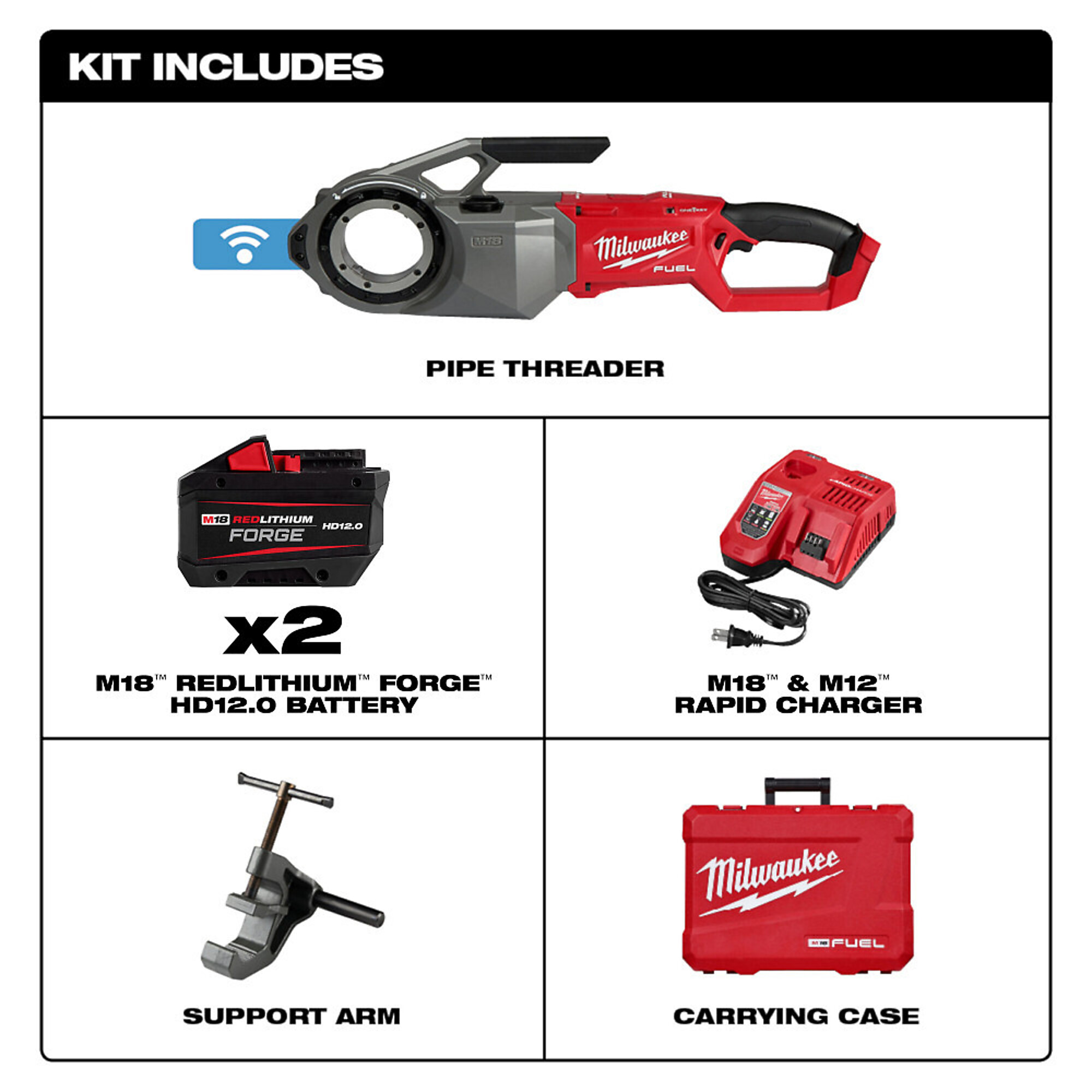 Milwaukee M18 FUEL Cordless Pipe Threader with One-Key Kit — Model ...