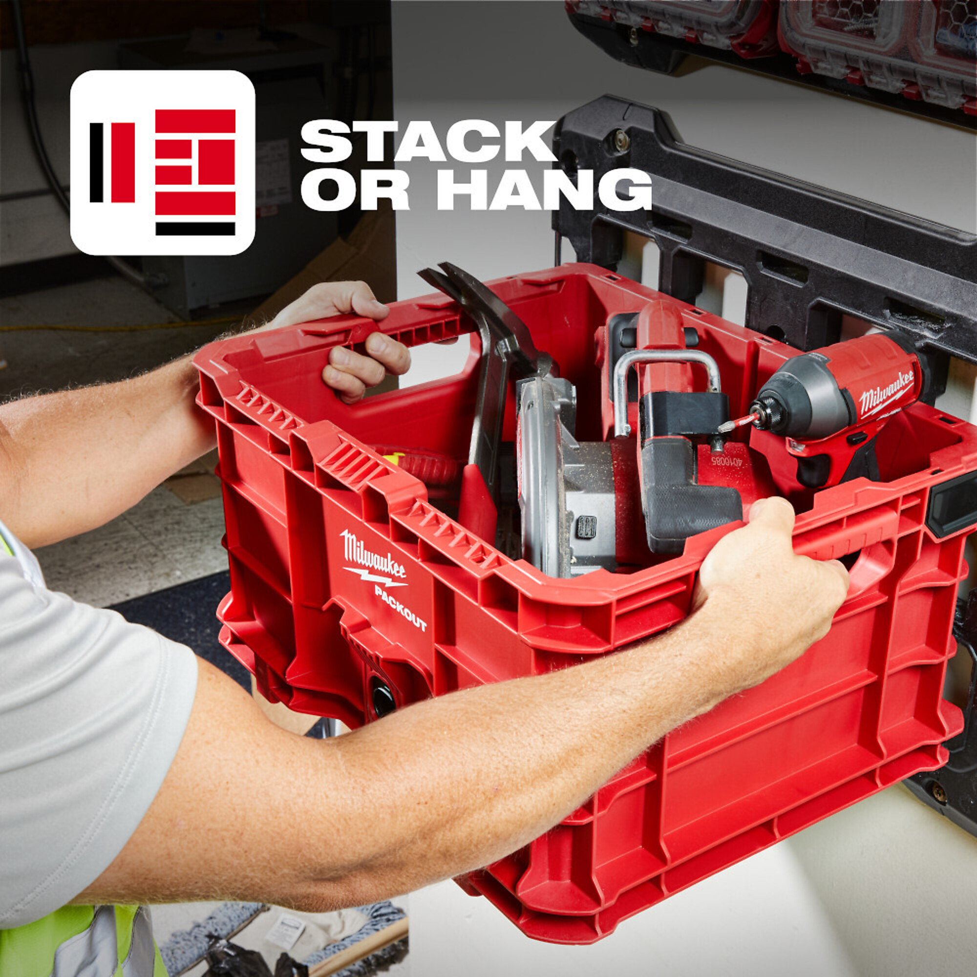 Milwaukee Packout Crate — 15 13/32in.L x 18 5/8in.W x 10in.H, Model# 48 ...