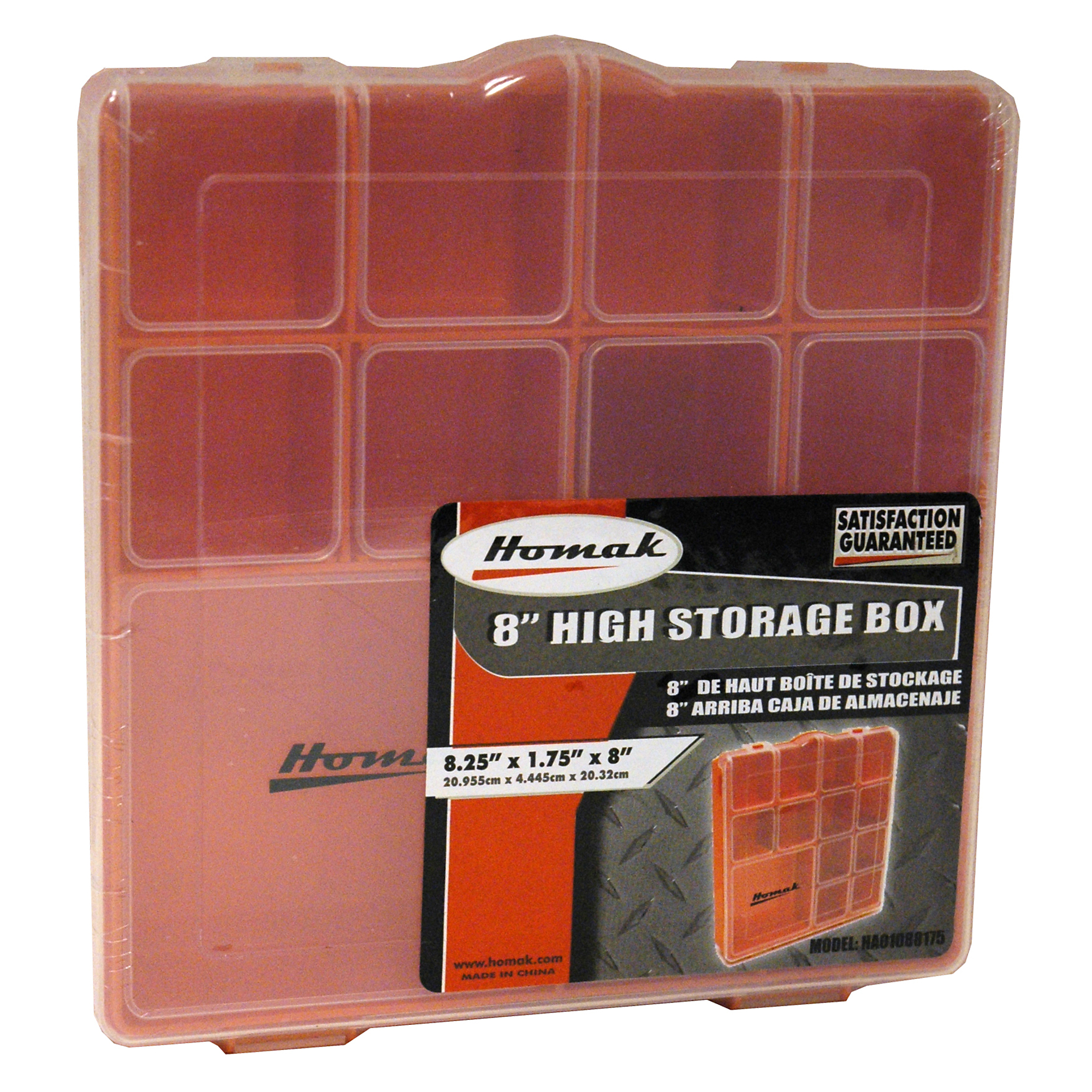 Homak Tall Plastic Storage Box, 8in.W x 1.75in.D x 6.25in.H, Model ...