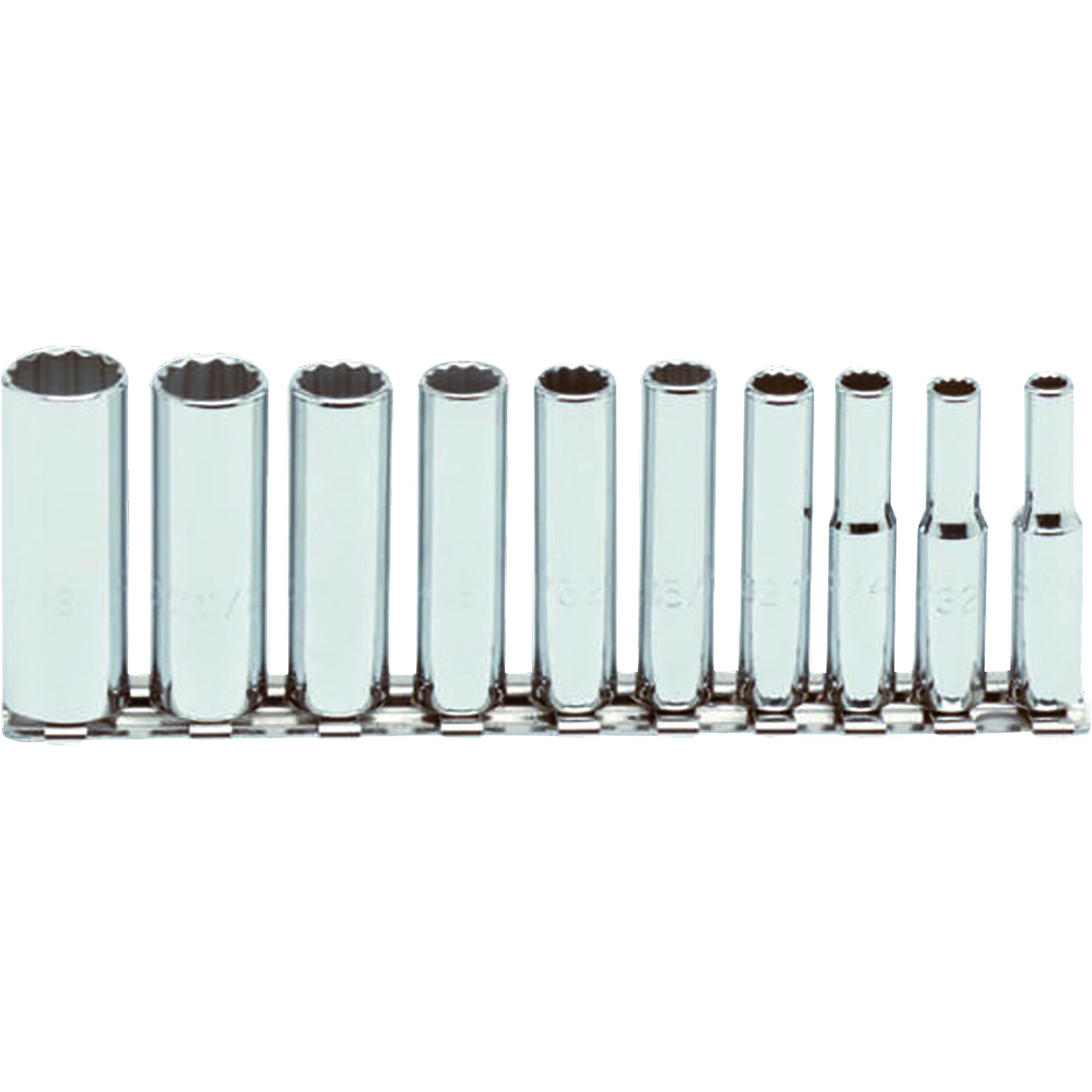 Proto 1/4in. Drive 12 Point Deep Socket Set — 10-Pc., SAE, Model ...