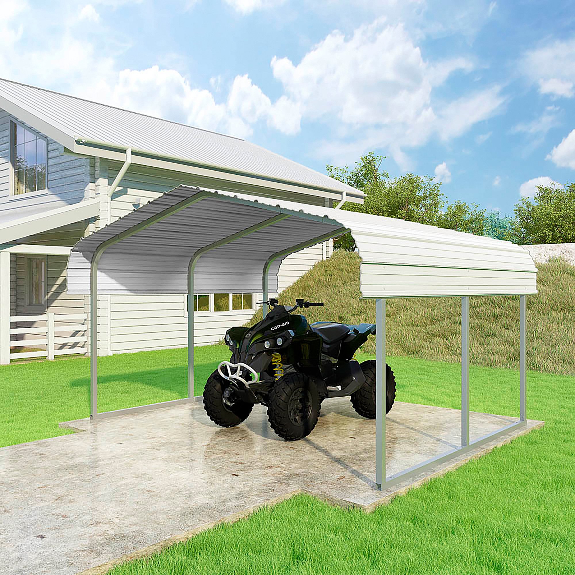 VersaTube Steel Carport ATV Shelter Kit — 12ft.W x 10ft.L x 6ft.H ...