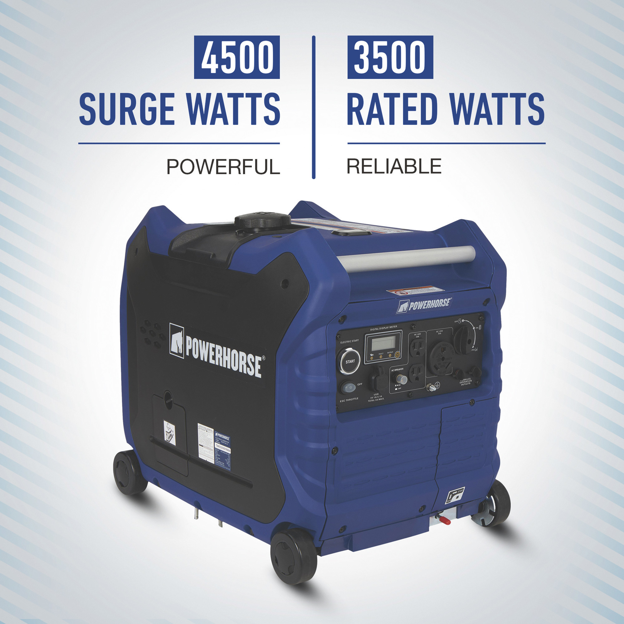 Powerhorse Inverter Generator, 4500 Surge Watts, 3500 Rated Watts ...