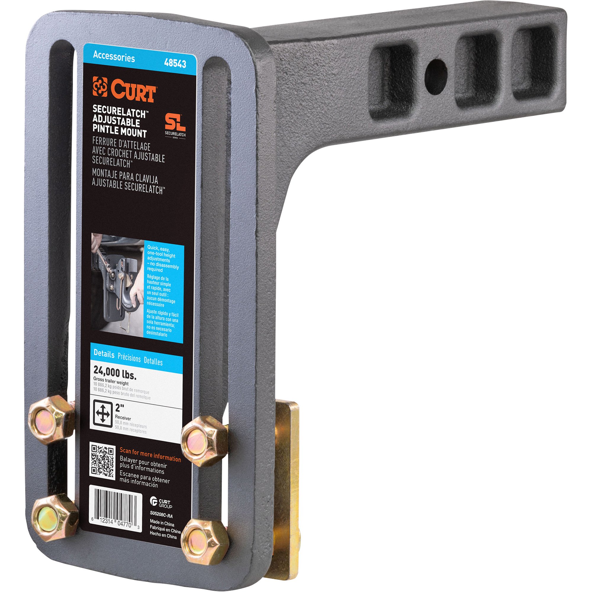 Curt SecureLatch 12-Ton Adjustable Slide Pintle Mount — Model# 48543 ...