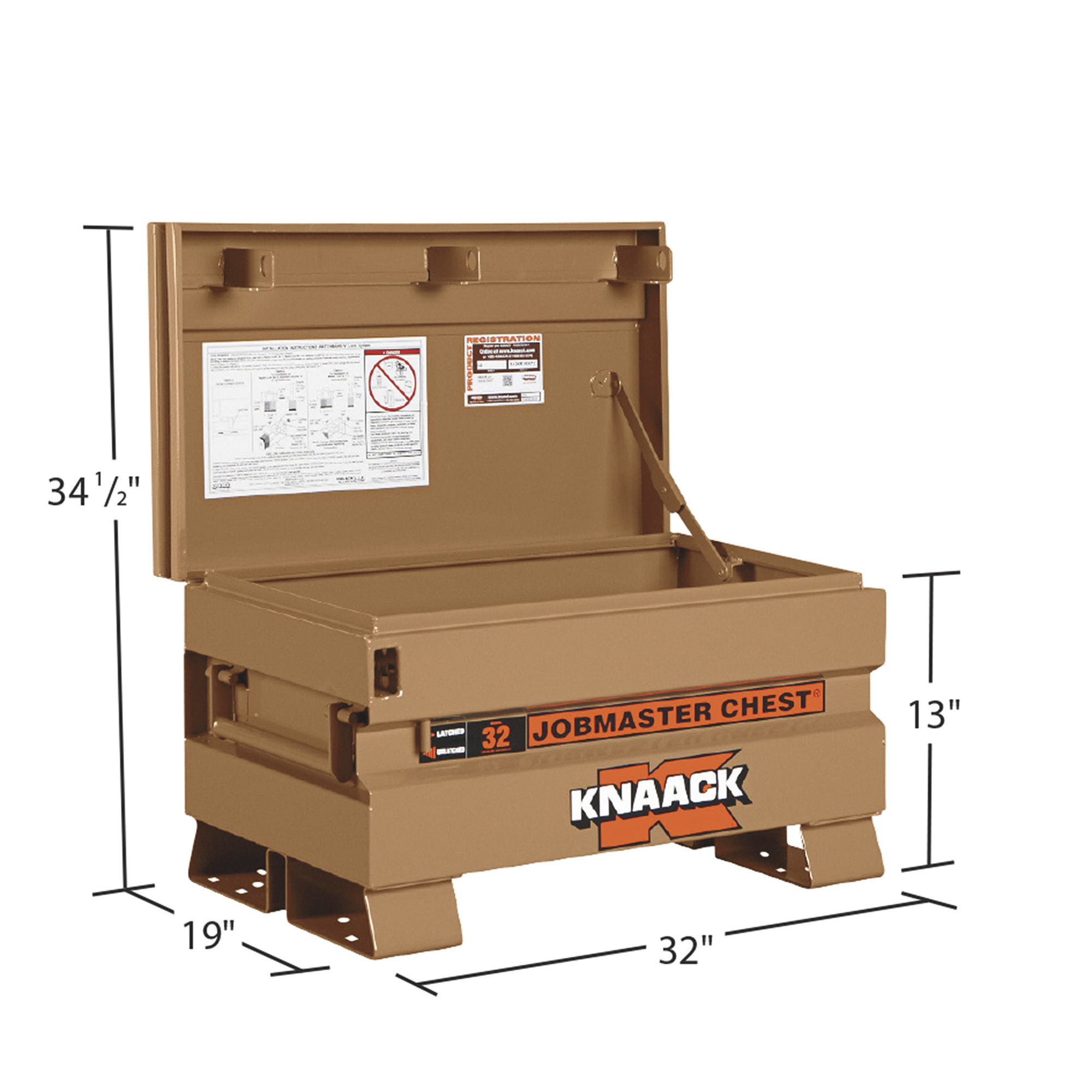 KNAACK Jobmaster Tool Box, Tan, 5 Cu. Ft. Capacity, 32in.W x 19in.D x ...