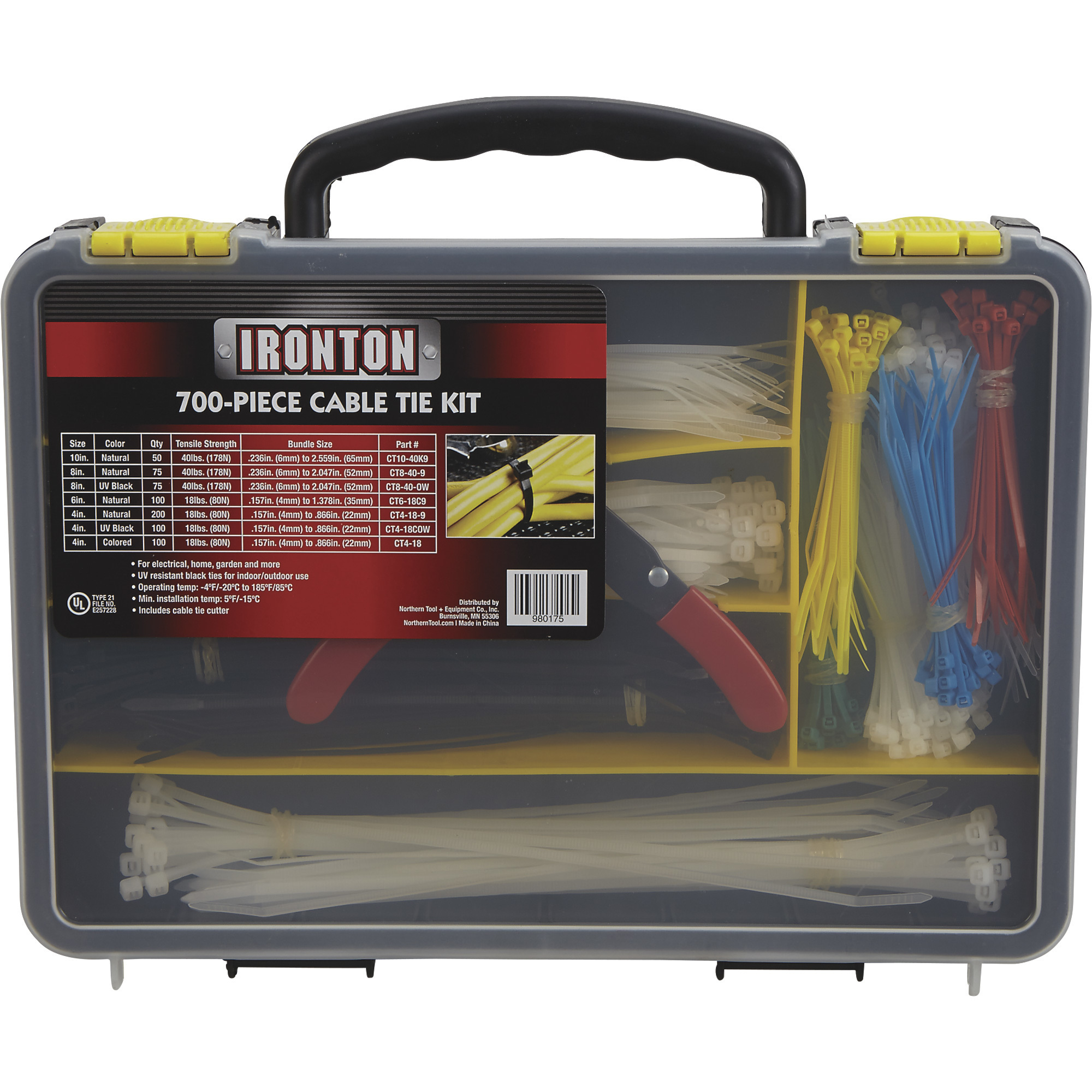 Ironton Cable Zip Ties Kit — 700-Pc. Set, Assorted Sizes/Colors ...