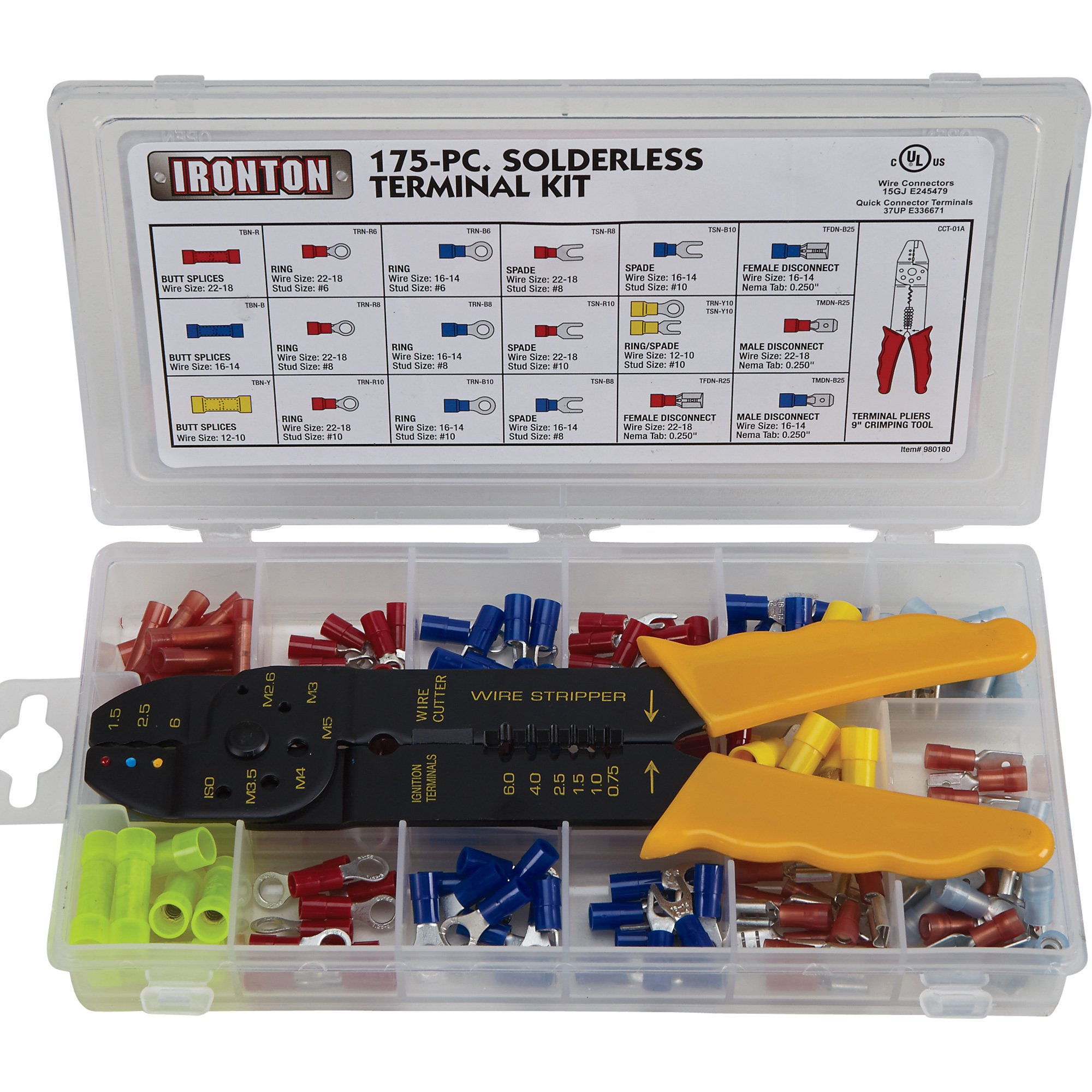 Ironton Solderless Electrical Terminal Kit — 175-Pcs. | Northern Tool