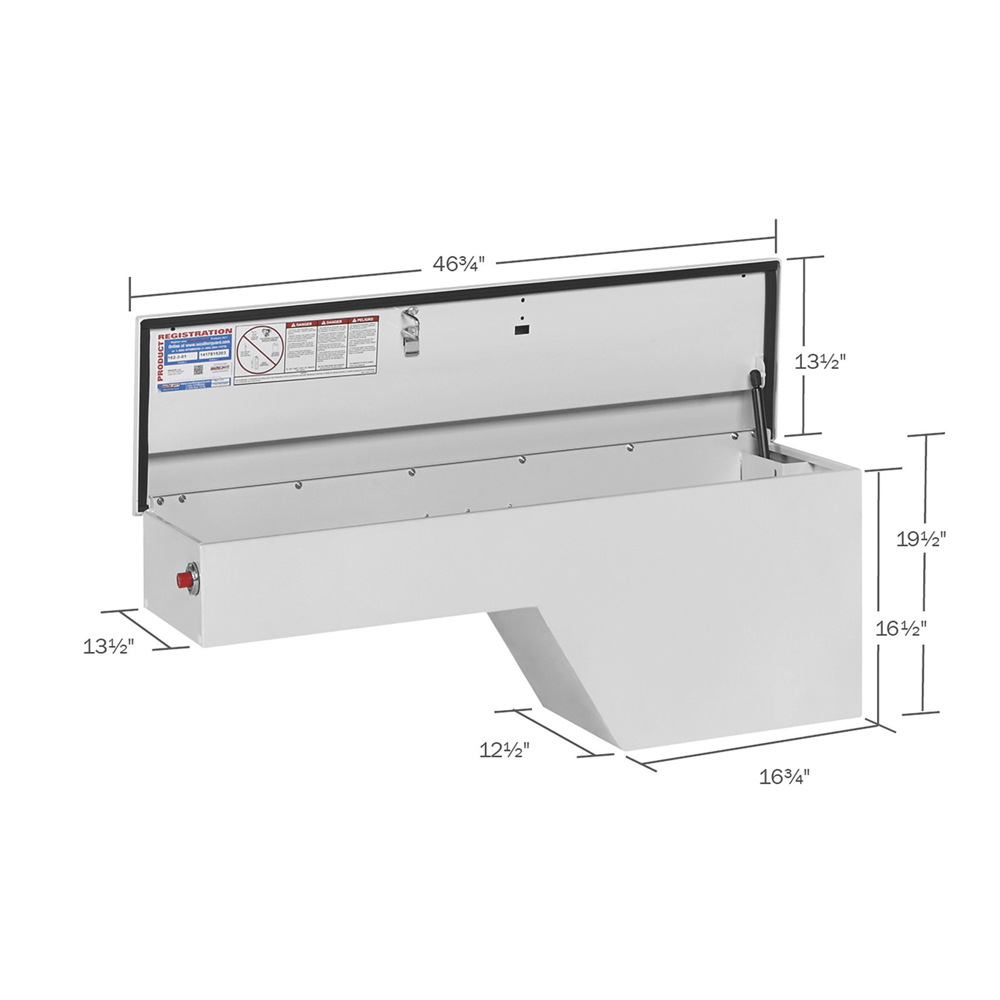 Weather Guard Wheel Well Truck Tool Box — Steel, Brite White, Driver's ...