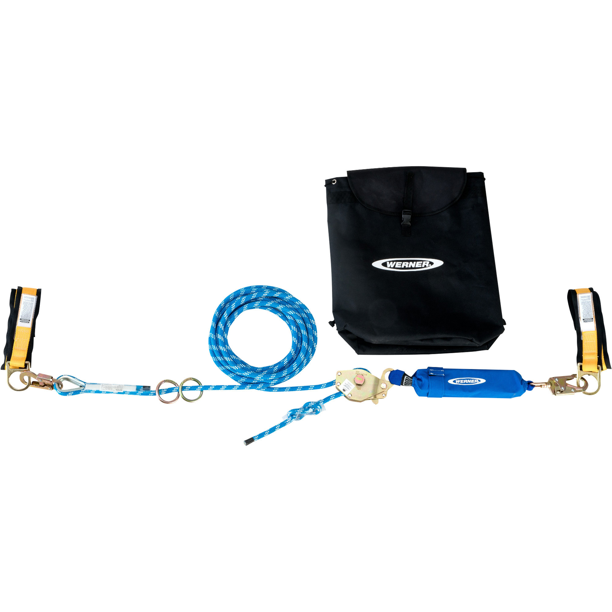 Werner 2-Man Temporary Rope Horizontal Lifeline System, 60ft., Model ...
