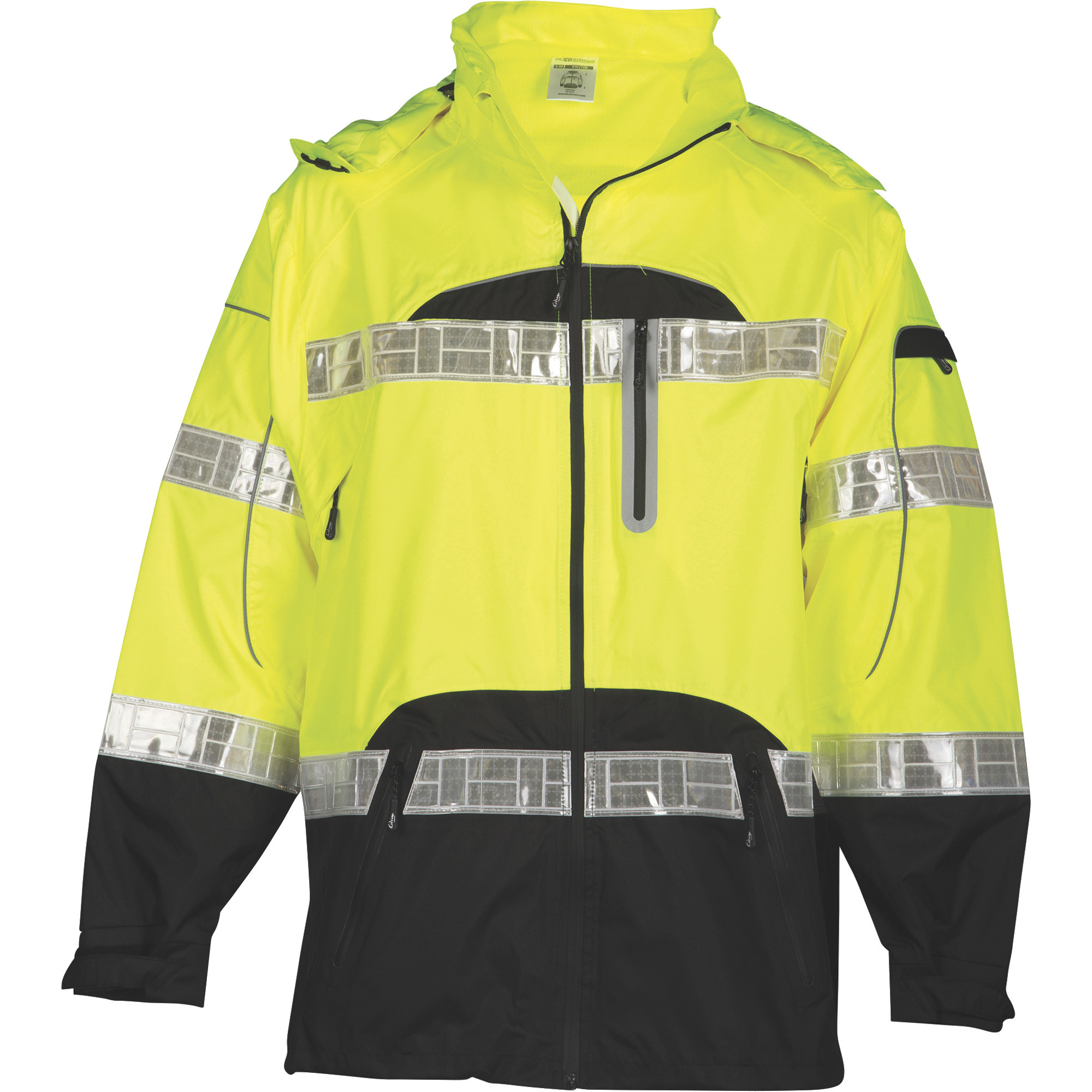 Kishigo Premium Black Series Class 3 High Visibility Rain Jacket, L/XL ...