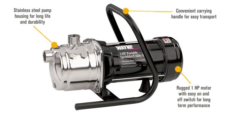 Wayne Stainless Steel Self-Priming Utility/Sprinkler Booster Water Pump ...