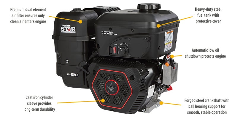 NorthStar e420 EFI OHV Horizontal Engine, 420cc, 1in. x 3-31/64in ...
