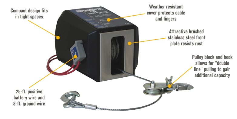 Dutton-Lainson StrongArm 12 Volt DC Powered Electric Winch, 4500-Lb ...