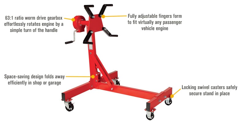Sunex Tools Deluxe Geared Rotating Engine Stand - 1,000-Lb. Capacity ...