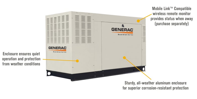 Generac Guardian Liquid-Cooled Standby Generator — 45 kW, Model ...