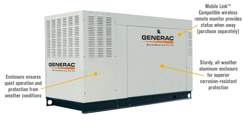 Generac QuietSource Series Liquid-Cooled Standby Generator — 36 kW (LP ... Generac QuietSource Series Liquid-Cooled Standby Generator — 36 kW (LP ...