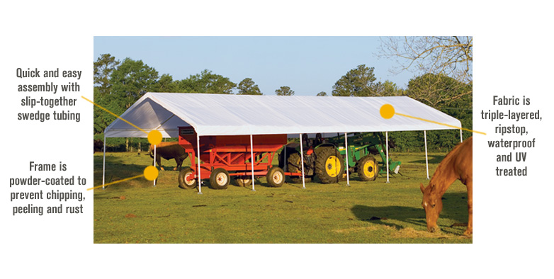 ShelterLogic Super Max Commercial Outdoor Canopy, 40ft.L x 18ft.W x ...