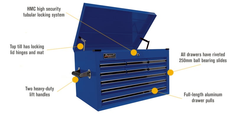 Homak Pro Series 27in. 9-Drawer Extended Top Tool Chest — 26in.W x 17 1 ...
