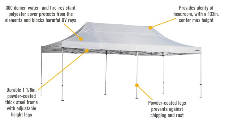 Strongway Commercial-Grade Canopy — 10ft. x 20ft., Straight Leg, White ...
