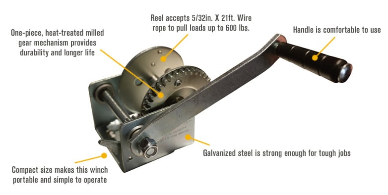 Ultra-Tow Single Speed Hand Winch, 600-Lb. Load Capacity | Northern Tool