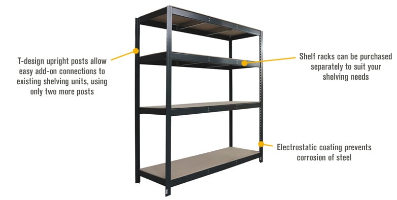 AR Shelving Build-Your-Own Industrial Shelving, 2 T-Design Upright ...