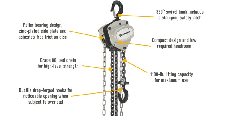Strongway Manual Chain Hoist — 1100-Lb. Capacity, 10ft. Lift | Northern ...