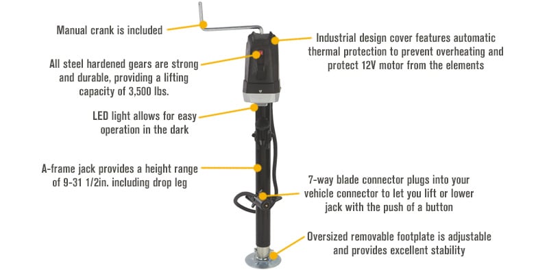 Ultra-Tow 12 Volt Electric Trailer Jack, 3500-Lb. Capacity | Northern Tool