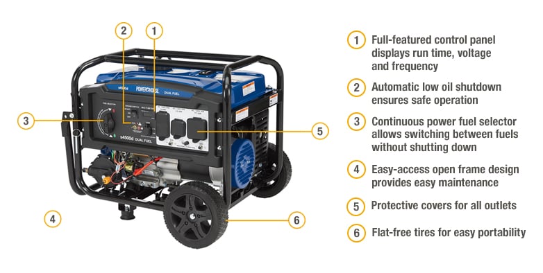 Powerhorse Portable Dual Fuel Generator, 4500 Watts | Northern Tool