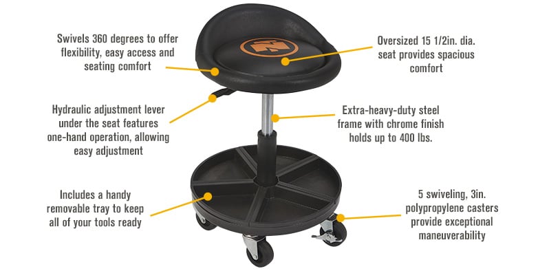 Northern Tool + Equipment 15 1/2in. XL Series Roller Seat with Tool ...