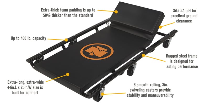 Northern Tool + Equipment XL Series Extra-Wide Mechanic's Creeper, 400 ...